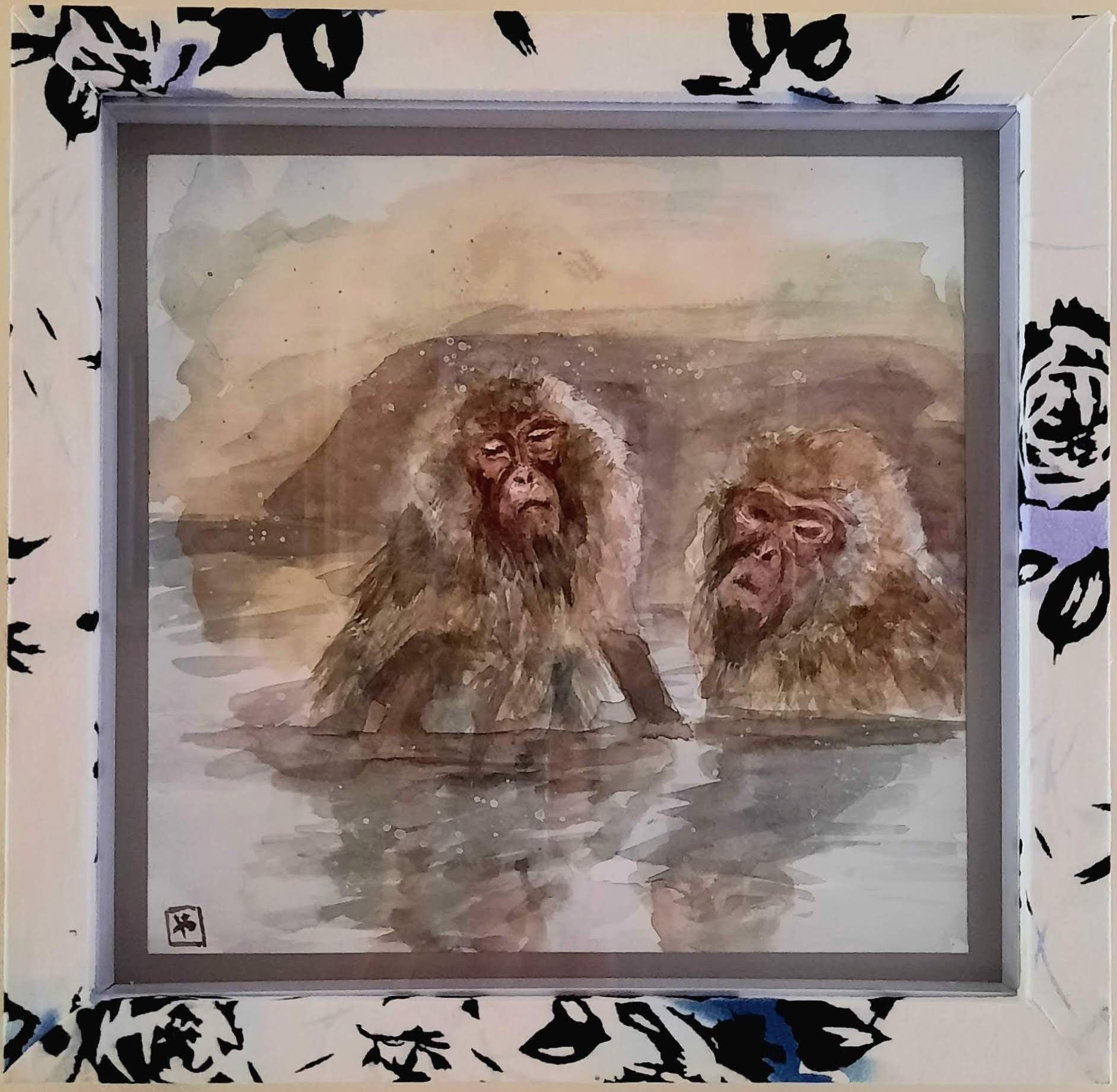 YASUE ASAI | 'Bathing Apes' | Watercolour – NorthSite Store