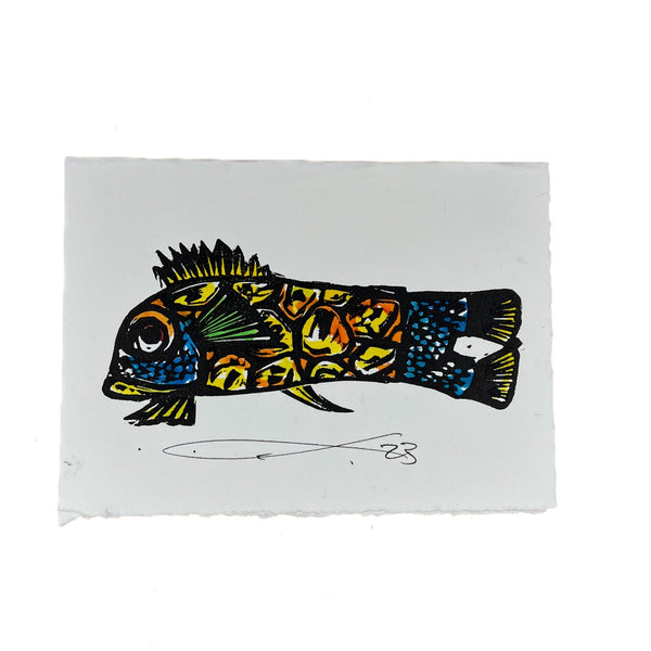 JANE DENNIS | 'Tropicana' | Gift card | Hand-coloured linocut ...