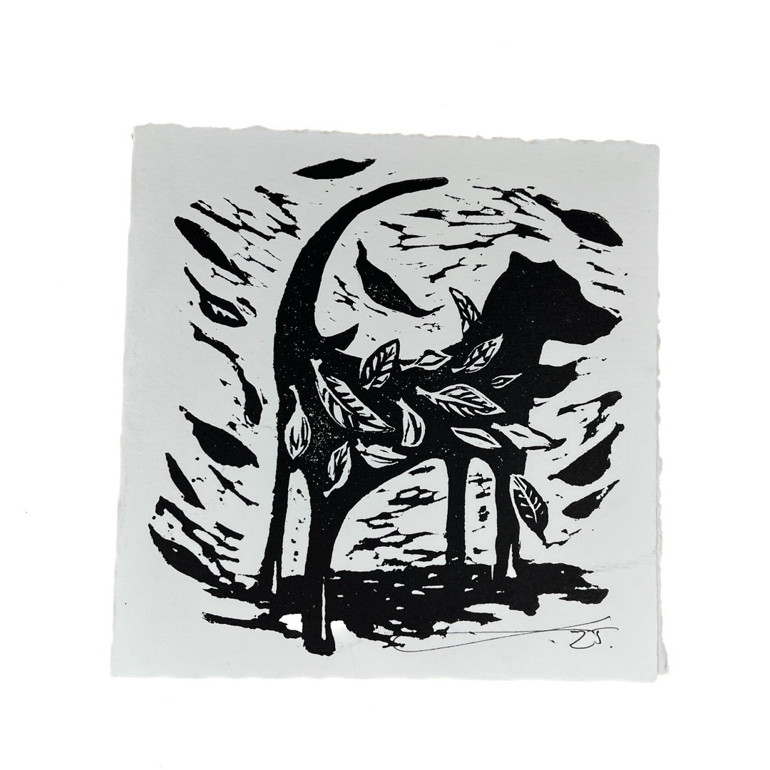 JANE DENNIS | 'Black Dog' | Gift card | Hand-coloured linocut ...