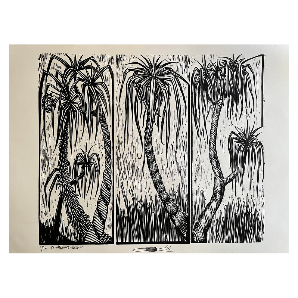 JANE DENNIS | ‘Pandanus Oasis’ | Linocut Print – NorthSite Store