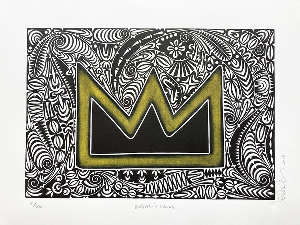 BRIAN ROBINSON | 'Basquiat's Crown' | Linocut / hand-coloured ...